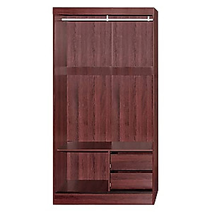 Better Home Products Modern Wood Double Sliding Door Wardrobe Mahogany