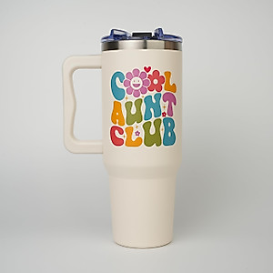 FROOBLEQUIRK Best Auntie 40oz Tumbler – Cool Aunt Club Cup, Funny Nutrition Facts Design, Birthday & Holiday Gift from Niece or Nephew