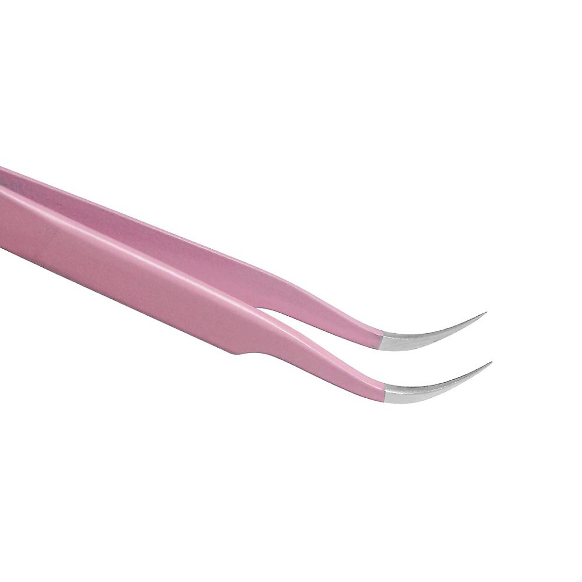 Pink Color Precision Eyebrow Eyelash Plant Tweezers Hair Remover Nail Beauty Makeup Tool Stainless Steel Curved Tip CS-15