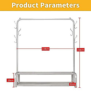 YAYI Garment Rack Clothes Rack Freestanding Hanger Bedroom Clothing Rack With 2-Tier Lower Storage Shelf And Side Hooks,White