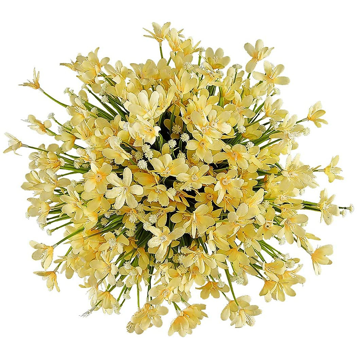 Succinct 8PCS Bundles Artificial Daffodils Flowers, Artificial Greenery UV Resistant No Fade Faux Silk Cloth Plants for Wedding Bridle Bouquet Outdoor Home Garden Kitchen Office Table Vase (Yellow)