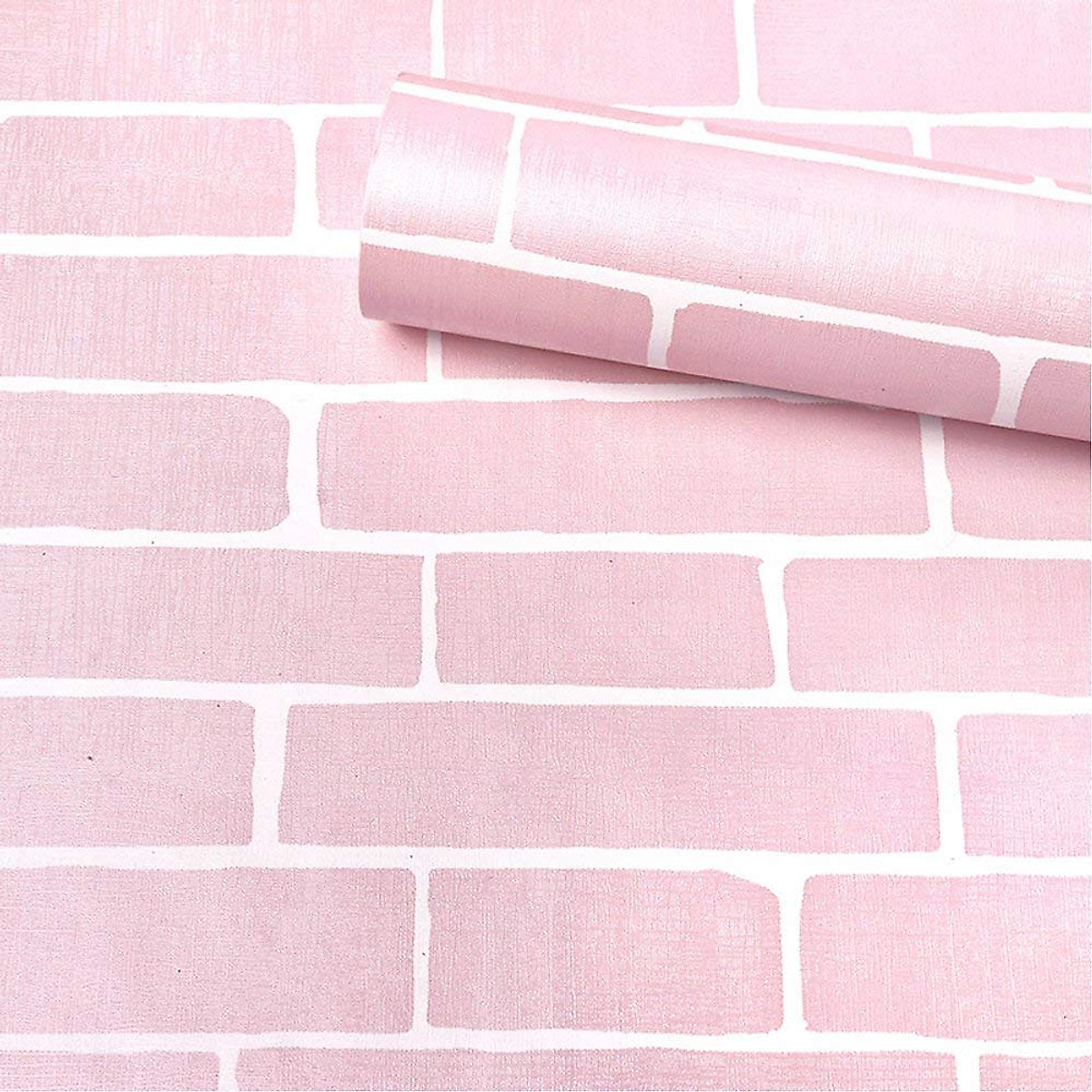 HOYOYO 17.8 x 118 Inches Self-Adhesive Liner Paper, Removable Shelf Liner Wall Stickers Dresser Drawer Peel Stick Kitchen Home Decor, Pink Brick