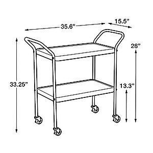 COSCO Stylaire 2 Tier Serving Cart, White & Silver
