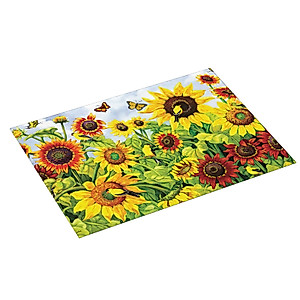 Yellow Sunflower Dish Drying Mat for Kitchen Counter 18 x 24 Large Butterfly Microfiber Absorbent Drying Pad Washable Kitchen Accessories