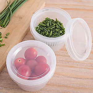 LUOZZY 10Pcs Food Storage Containers with Lids Fruit Keeper Box Containers Double-layer Draining Box for Vegetable Storage, Fresh Fruits, Salad