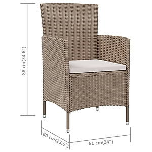 WHOPBXGAD Patio Chairs Deck Chairs Set of 2,Adirondack Rocking Chair,Designed for Sports, Backyard, Cabana, Deck, Patio, Beach, picnics,with Cushions 2 pcs Poly Rattan Beige