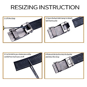 Barry.Wang Mens Belt Leather 2pack,Slide Ratchet Belt Buckle Dress Casual Gift Adjustable,Trim to Fit