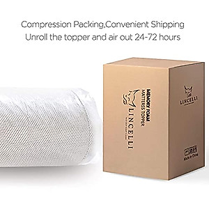 LINCELLI Extra-Luxurious 4-Inch Quilted Double-Layer Memory Foam Mattress Topper, Full Size