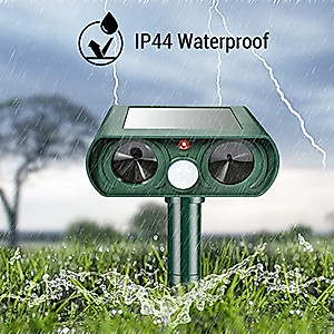 Lubatis 2 Pack Animal Repellent Outdoor Solar Animal Repeller Deterrent with Motion Sensor Ultrasonic Repellent for Cat, Squirrel, Deer, Raccoon, Skunk, Rabbit, Dog, Waterproof