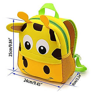 Hipiwe Little Kid Toddler Backpack Baby Boys Girls Kindergarten Pre School Bags Cute Neoprene Cartoon Backpacks for Little Kids,Size 9.45"x3.54"x9.84"(Giraffe)