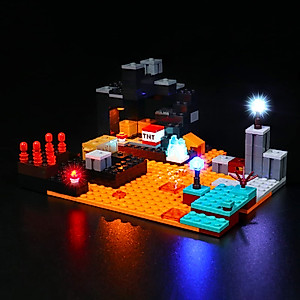 Xunsan LED Light Kit for Lego Minecraft The Nether Bastion 21185 Building Blocks, Lighting Kit Designed for Lego 21185 Set, Standard Version - NOT Included Lego Model