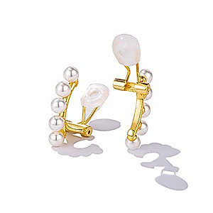 Moepapa Pearl Clip On Earrings Non Pierced Clip Earrings Cuff Jewelry For Women