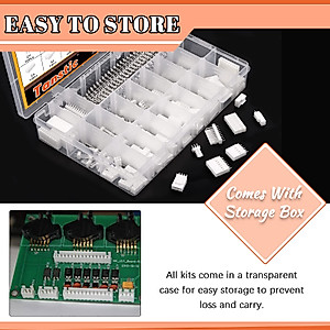 Tanstic 440Pcs 2.54mm KF2510 Connector Kit Including 140Pcs 2.0mm Pitch 2/3/4/5/6/7/8/9/10 Pin Female and Male Housing Connector Adapter Plug and 300Pcs 2.0mm Pin Headers Terminals
