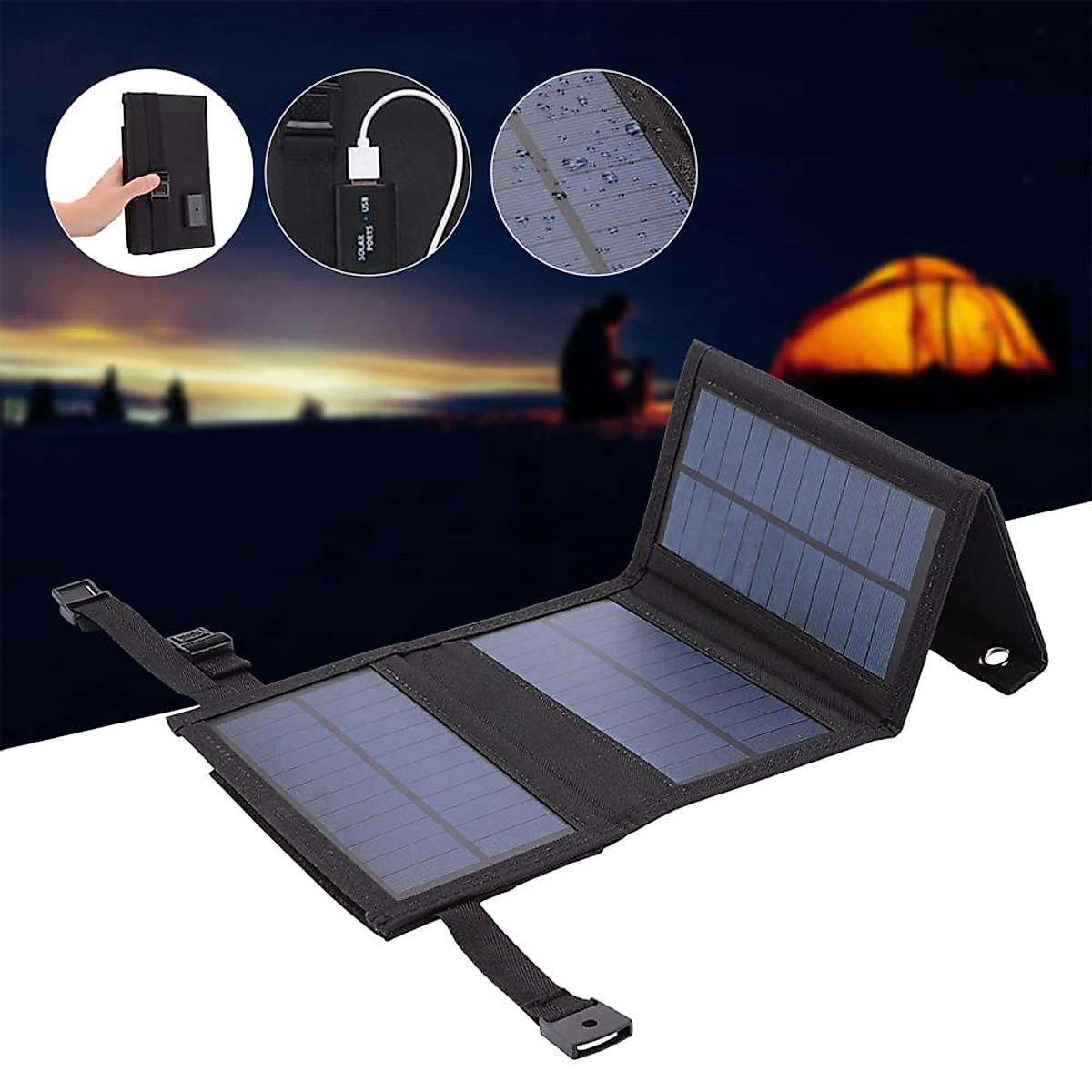 SUNYIMA 5.5V 10W Portable Solar Panel Folding Foldable Solar Panels Bag for Phone Battery Charge with 5V USB Port