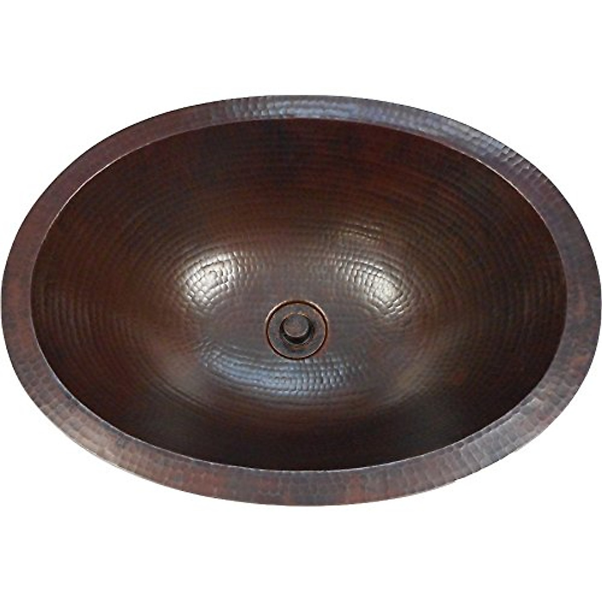 SimplyCopper 19" Oval Copper Bath Sink Drop In or Under Mount with Drain and Renaissance Wax