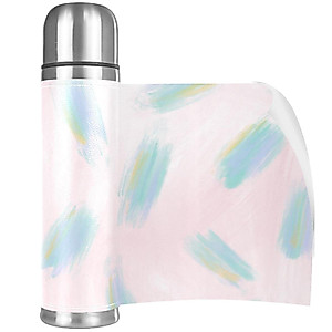 Stainless Steel Leather Vacuum Insulated Mug Colorful Texture Thermos Water Bottle for Hot and Cold Drinks Kids Adults 16 Oz