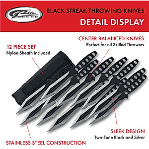 Szco Supplies Black Streak Throwing Knives Set