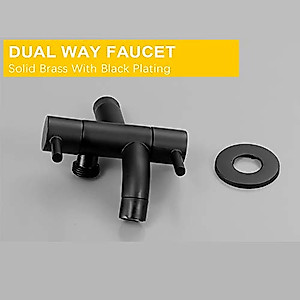 MINJING Toilet Bidet, Hand Held Sprayer Douche Kit, Matte Black Dual Control Faucet Spout Valve Shower Set Toilet Washing,A Set