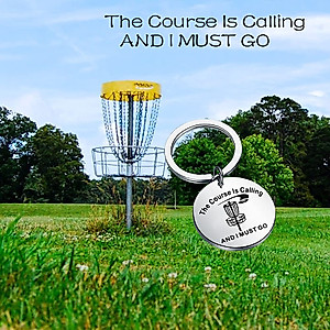 TIIMG Funny Disc Golf Keychain Frisbee Golfer Gift Best Disc Golfer Gift Gift for Disc Golfer Dad Husband (The Course Is Calling)