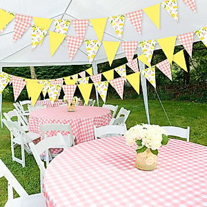 Lemon Party Decorations - 3PCS Lemon Bunting Banners, Pink and Yellow Lemon Triangle Banner Garland for Lemonade Wedding Engagement Bridal Shower Bachelorette Baby Shower Birthday Party Decor