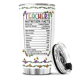 HUBUPU Stainless Gift For Women Tumblers Pack Steel Coffee Teachers Appreciation Cups Music, Teacher Gifts, Tumbler 20 Oz With Lid And Straw, Teacher Life Nutrition Facts