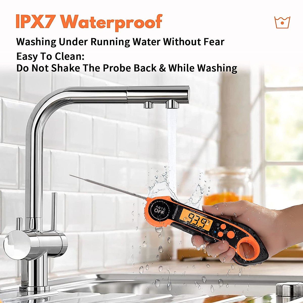 Qisebin Meat Thermometer for Cooking, Fast & Precise Grill Food Thermometer with Backlight, Magnet, Calibration & Foldable Probe for Deep Fry, BBQ, Grill & Roast Turkey, Black, Qisebin-Safere11-DT-68