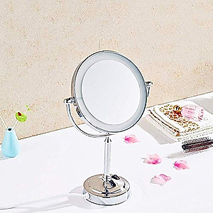 KONGZIR Countertop Vanity Mirrors 7X Magnifying Lighted Vanity Makeup Mirror 8 Inches 360° Rotation Tabletop with A Non-Slip Pedestal Polished Chrome Finish Grooming Mirrors