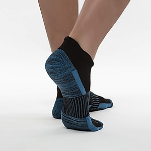 Copper Fit unisex adult Ankle Length Sport Socks, Black/Multi, Small-Medium US