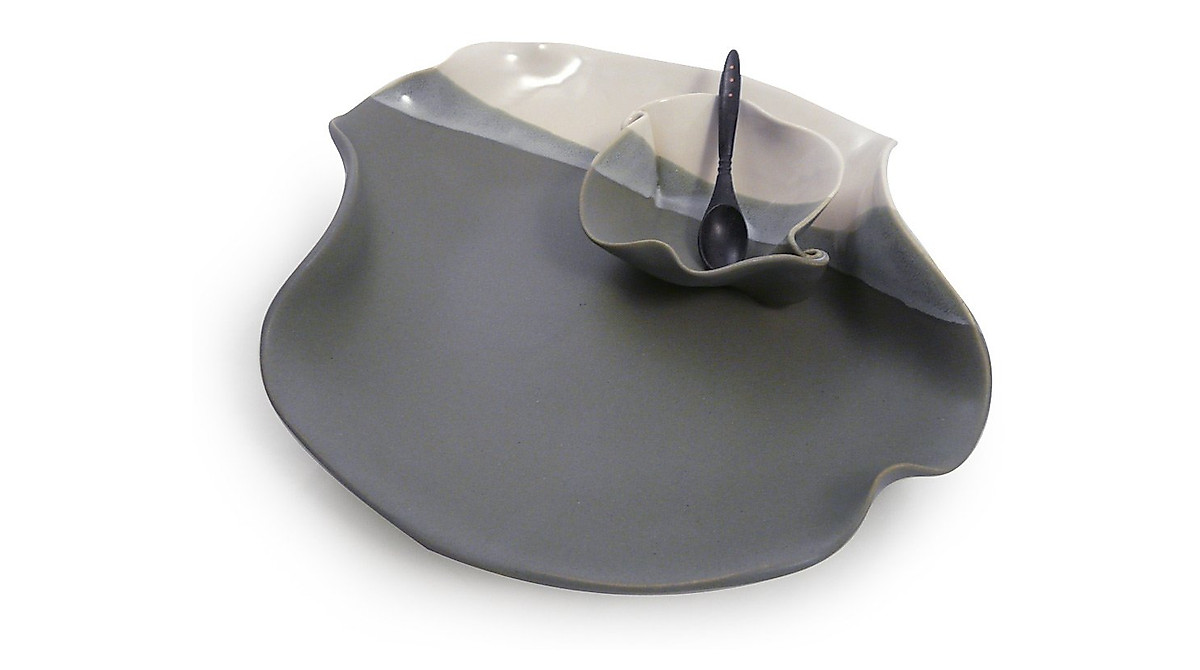 Elegant Handmade Chip and Dip Tray - Hilborn Pottery