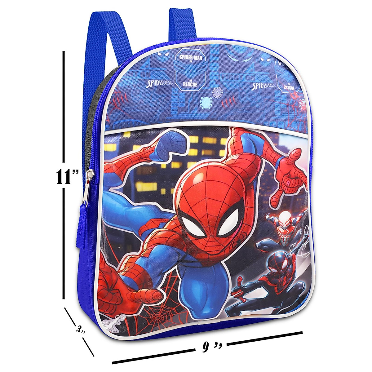 Marvel Shop Spiderman Mini Backpack for Kids - 2 Pc Bundle With 11'' Marvel Spiderman Preschool Backpack for Boys, Girls, and Spiderman Stickers (Spiderman School Supplies)