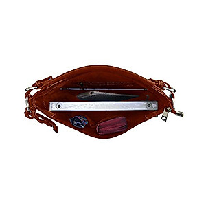 Roma Leathers Gun Concealment Purse - Vegan Leather, Convertible Multi-Purpose Strap Lockable YKK Zipper (Brown)