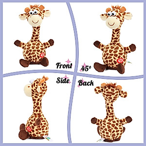 Hopearl Talking Giraffe Repeats What You Say Shaking Head Electric Interactive Animated Toy Talking Plush Buddy Birthday Party for Toddlers 24cm