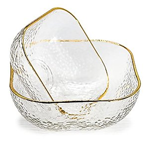 TOSSOW Square Glass Mixing Bowl Set of 2, Serving Bowls All Purpose Transparent Salad Bowls, Condiment Bowls for Fruit, Snacks, Sauces, Popcorn and More