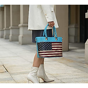 MKF Collection USA Tote Crossbody Bag for Women, American Flag Vegan Leather Top-Handle Messenger, Satchel Shoulder bag Purse