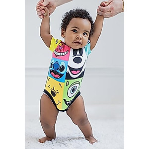 Disney D100 Stitch Mickey Mouse Winnie the Pooh Newborn Baby Boys Bodysuit Multicolor 6-9 Months