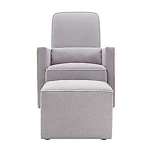DaVinci Olive Upholstered Swivel Glider with Bonus Ottoman in Polyester Grey with Cream Piping, Greenguard Gold & CertiPUR-US Certified