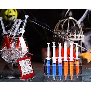 Perthlin 49 Pcs Halloween Blood Iv Bags for Drinks Halloween Blood Iv Bags for Party Supplies, Reusable Blood Drink Pouches with Syringe and Clips for Vampire Zombie Nurse Graduation Party Decoration