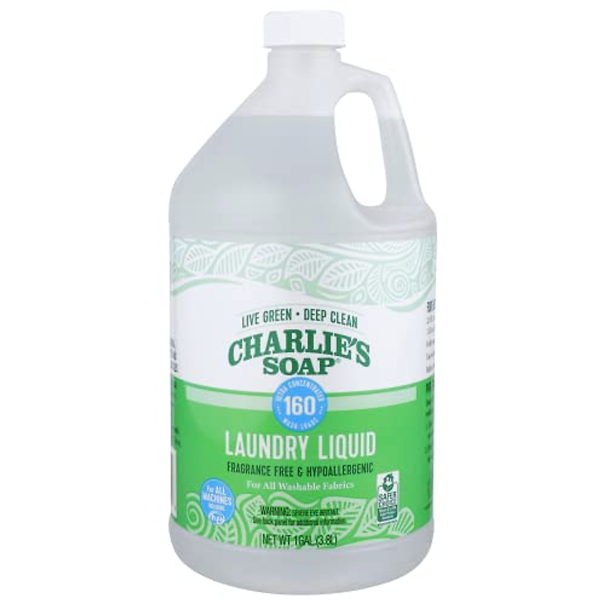 Charlie's Soap HE Hypoallergenic Liquid Laundry Detergent with Pump, 1 Gallon