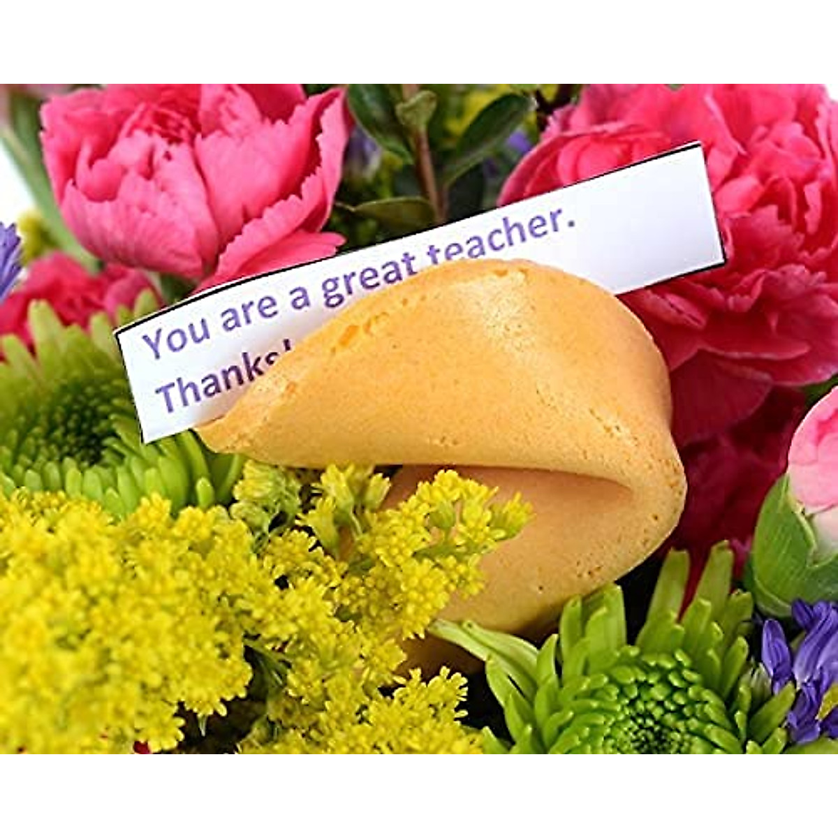 Birthday Blast Fresh Cut Live Flowers Arranged in a Takeout Container with your Personal Message Tucked Inside a Fortune Cookie