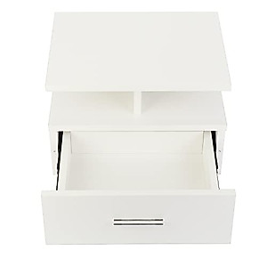 tonchean Floating Nightstand with Drawer, Wall Mounted Nightstand White, Floating Bedside Table Wall Mount Bedside Table Side Table for Bedroom Living Room