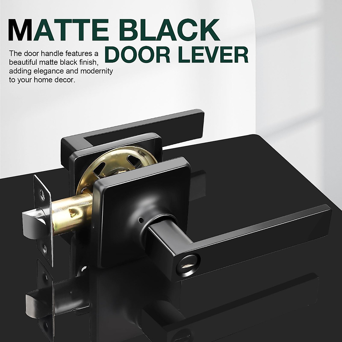 GOBEKOR 6 Pack Matte Black Door Handle Privacy Door Levers Interior Door Handles with Lock Square Bedroom Bathroom Door Locks Modern Black Interior Door Hardware