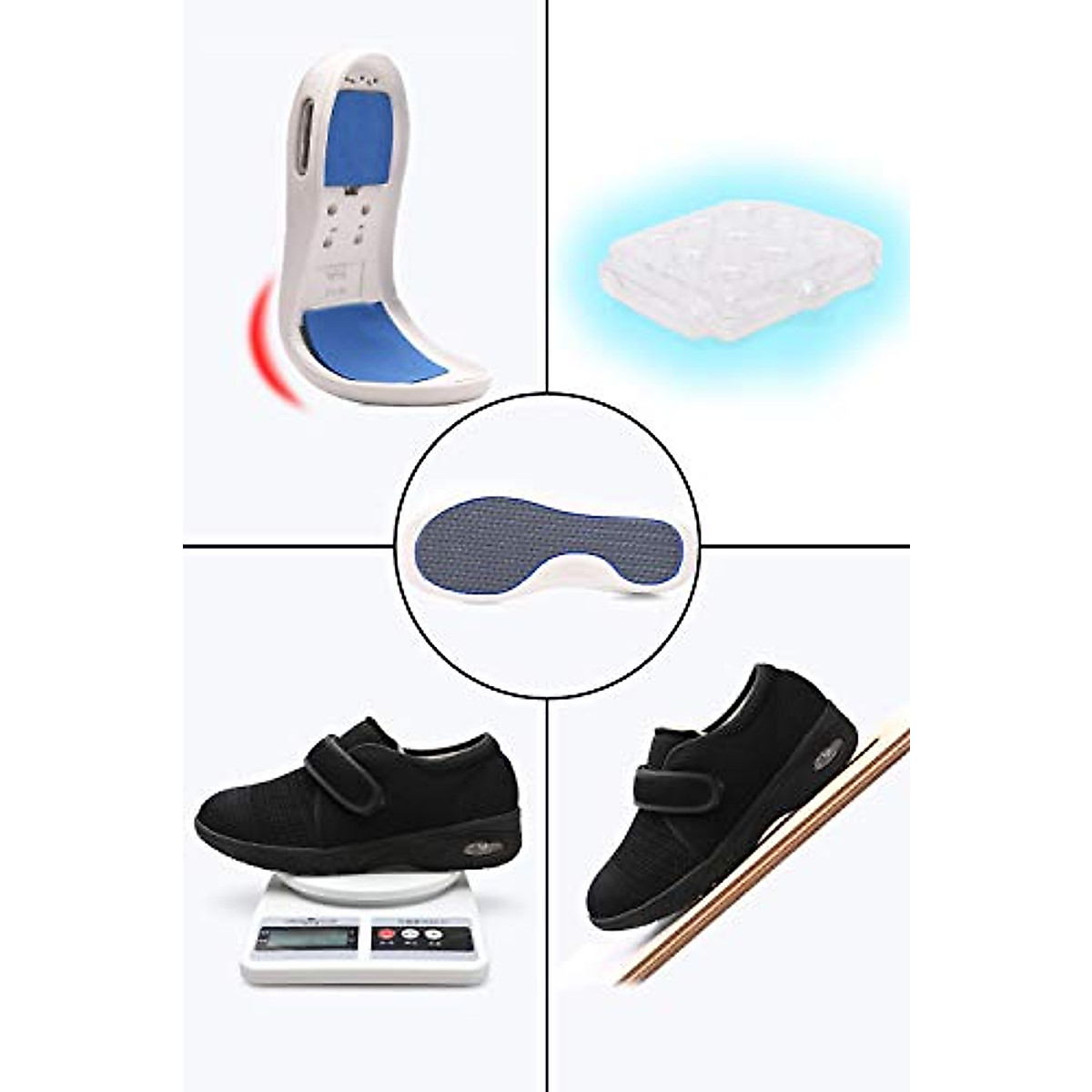 ZUMEIJIA Women's Diabetic Shoes for Women Casual Adjustable Walking Shoes Wide Shoes for Elderly Swollen Feet Non-Slip Air Cushion Bottom Fattening and Widening 9.5 Black