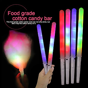 PURULEMCN 4 Pcs LED Cotton Candy Cones Reusable Cotton Candy Sticks LED Glowing Cotton Candy Cones for Cotton Candy Maker and Any Type 4PCS