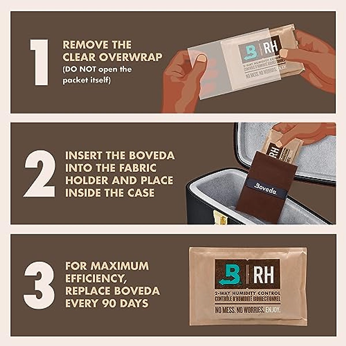 Boveda for Music | Single Fabric Holder for 49% RH Boveda 2-Way Humidity Control | For Use with 1 Boveda Size 70 to Protect Smaller Wooden Instruments from Cracking and Warping