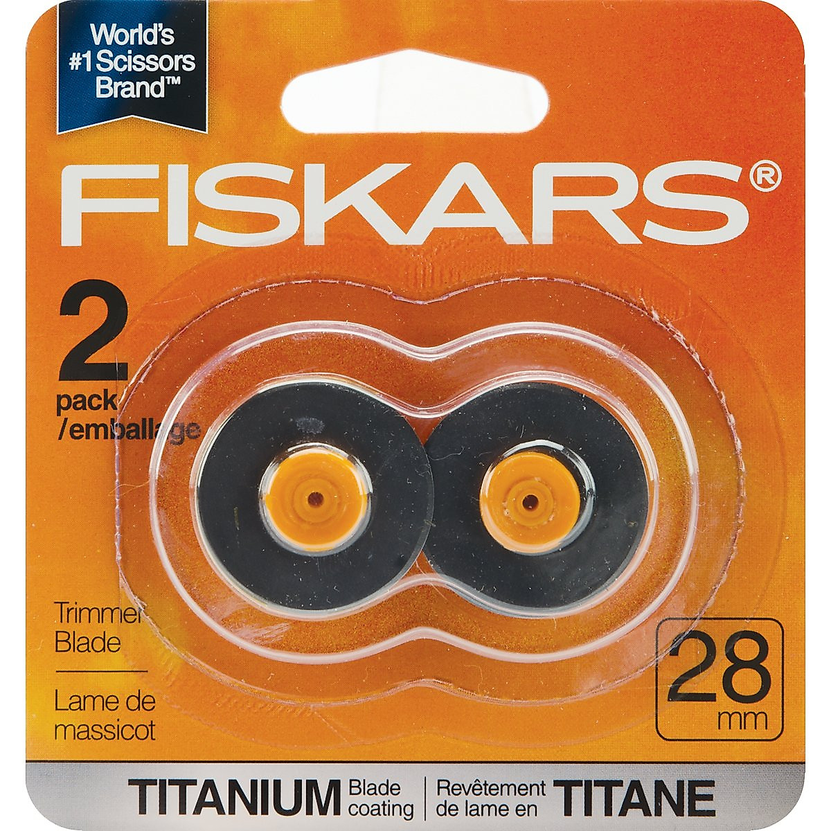 Fiskars Rotary Trimmer Titanium Replacement Blade-28mm Straight 2/Pkg