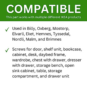 Spare Hardware Parts Drawer, Bookcase, Desk, Shelf Screws (Replacement for IKEA Part #100349) (Pack of 20)