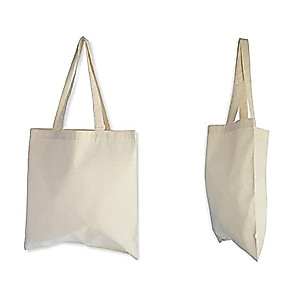 Georgiabags 3 Pack Reusable Canvas Tote Bags, Everyday Grocery Shopping Totes, Natural Color Cotton Bags