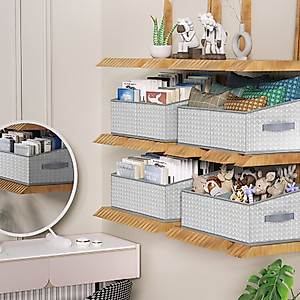 DIMJ Trapezoid Storage Bins, 3 Packs Closet Baskets, Foldable Fabric Baskets for Clothes, Baby Toiletry, Toys, Towel, DVD, Book Arrow