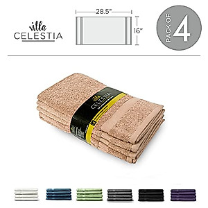 Villa Celestia 700 GSM Beige Hand Towels for Bathroom 4 Pack - 100% Cotton Hand Towels Soft Absorbent & Fast Drying Bathroom Hand Towels-Elegant Salon Spa Hotel Bath Hand Towel Set of 4 (16''x 28'')