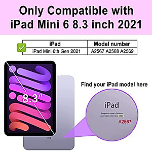 iPad Mini 6 Case with Pencil Holder 8.3 inch 2021, Support 2nd Gen Apple Pencil Charging, Premium PU Leather Smart Cover, Auto Wake/Sleep, Shockproof Protective iPad Mini 6th Generation Case